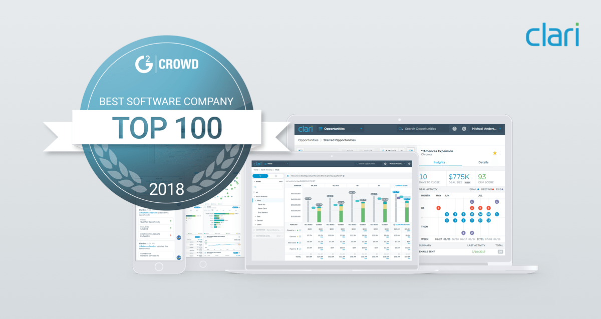Clari on G2 Crowd's 2018 List of Best Software Companies | Clari